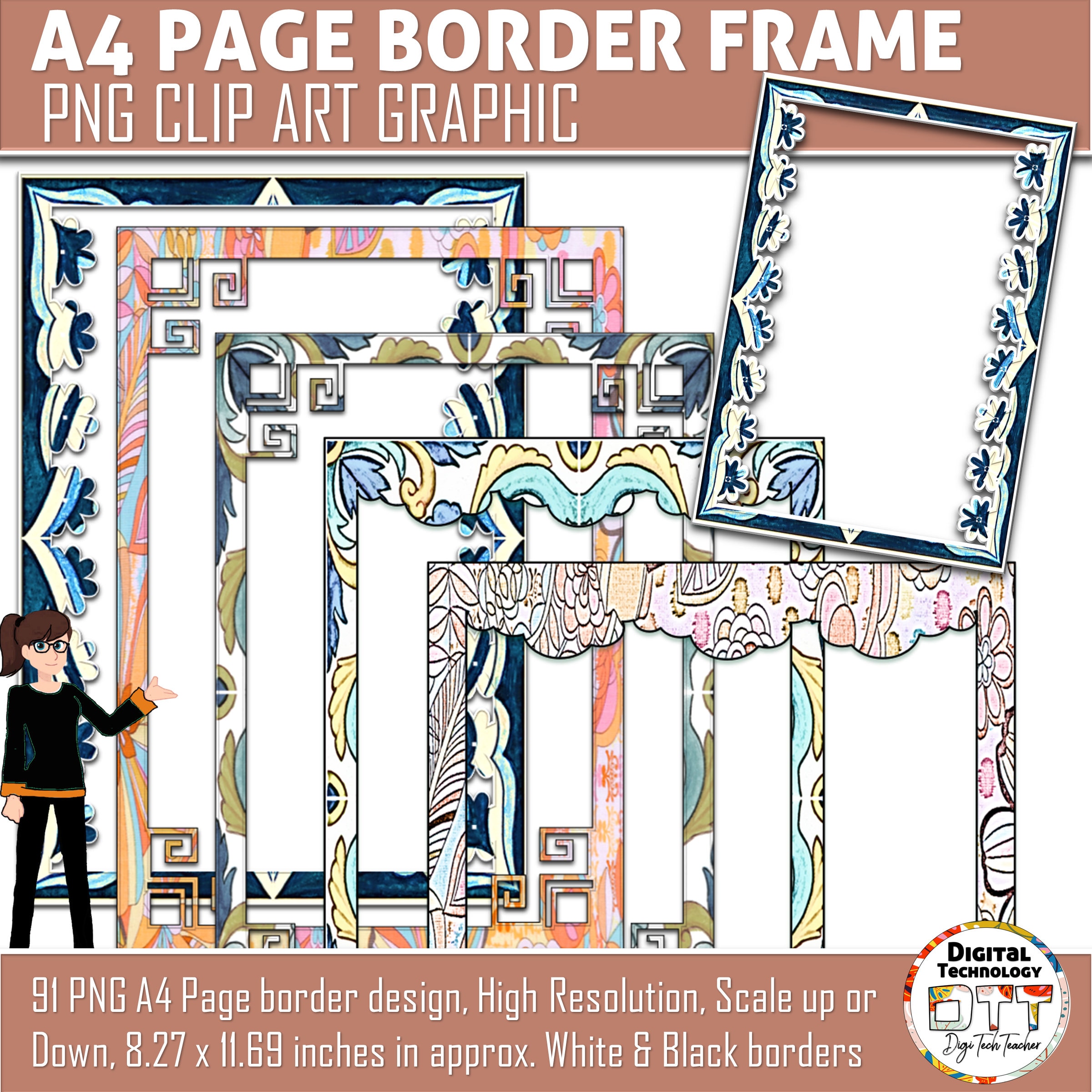 Page Border Clipart 1, A4 91 Png's, Vertical Pageborder, Comic ...