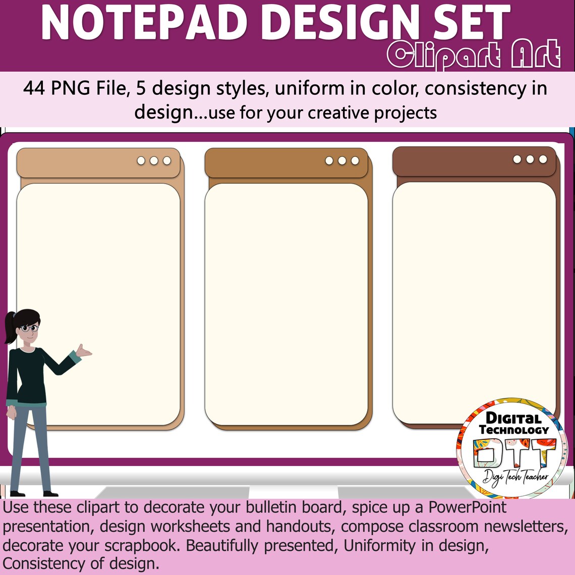 Notepad Clipart 1, Text Frames, PNG, Vector Notepad, Clipart Text Frame ...