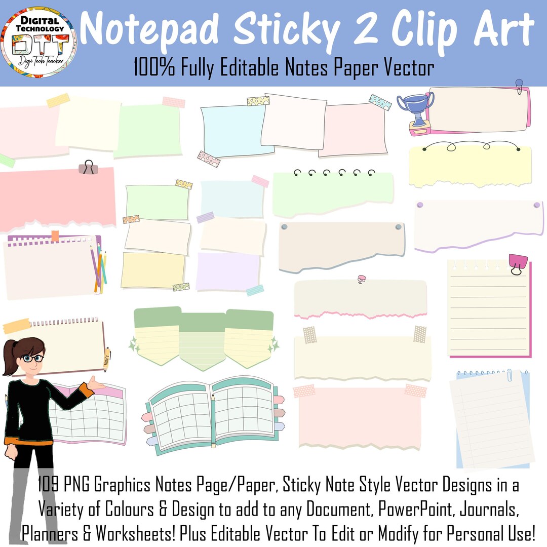 Notepad Sticky 2 Vector Clipart, Paper Clipart, Label Clipart ...
