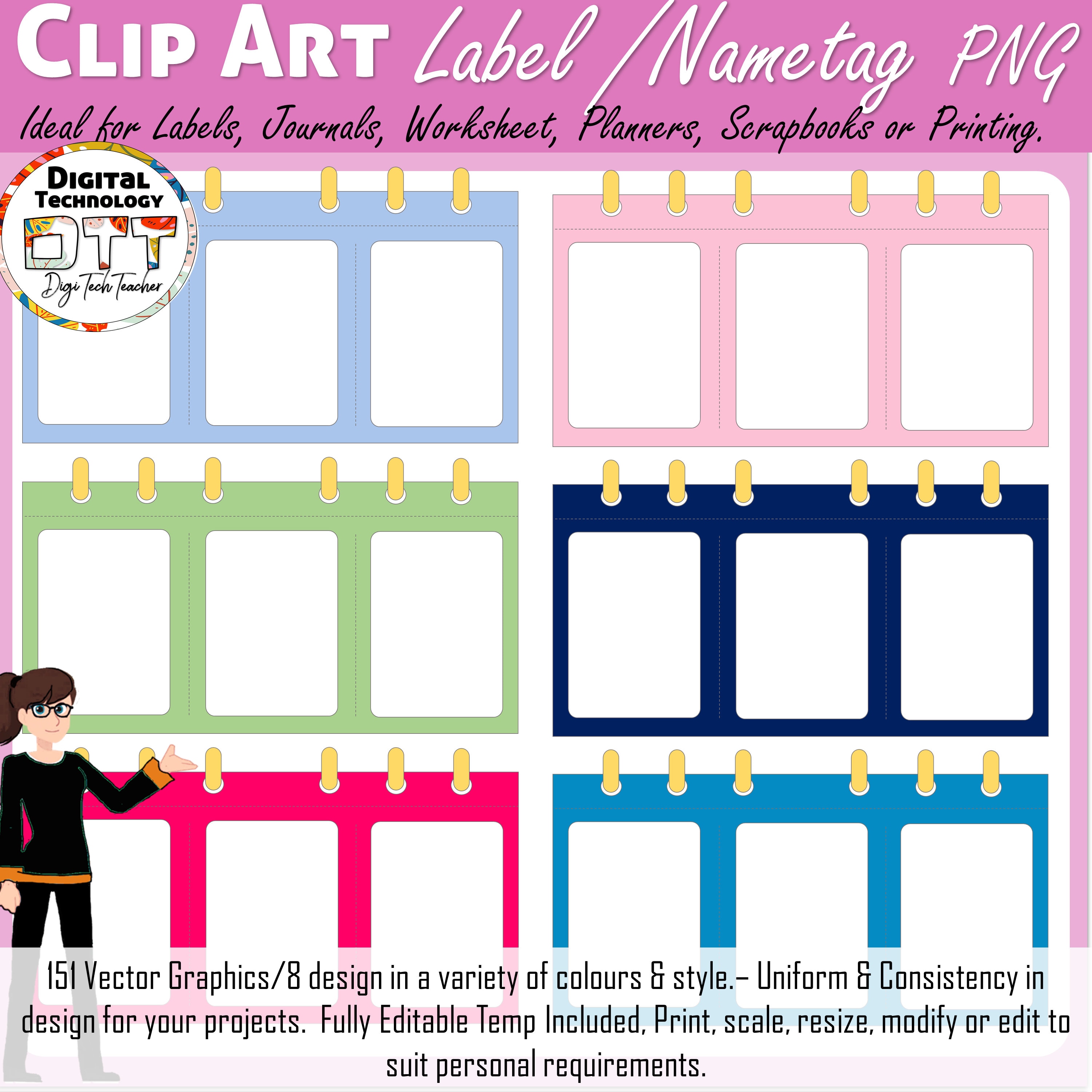 Notes and Label Vector Clipart, Name Tag Clipart, Notepad Clipart ...