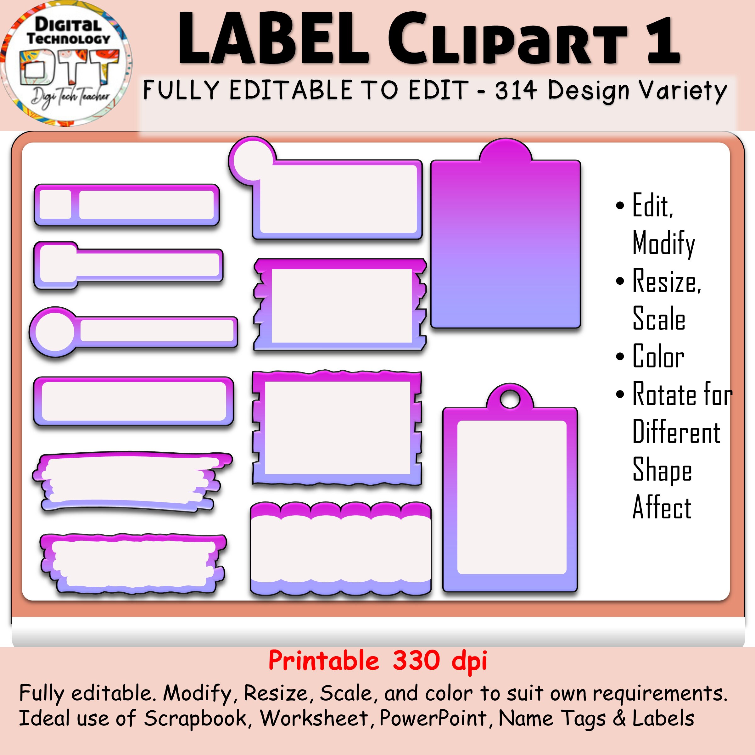 Label Clipart 1, 332 PNG, Editable Graphic, Name Lable, Label Frame ...