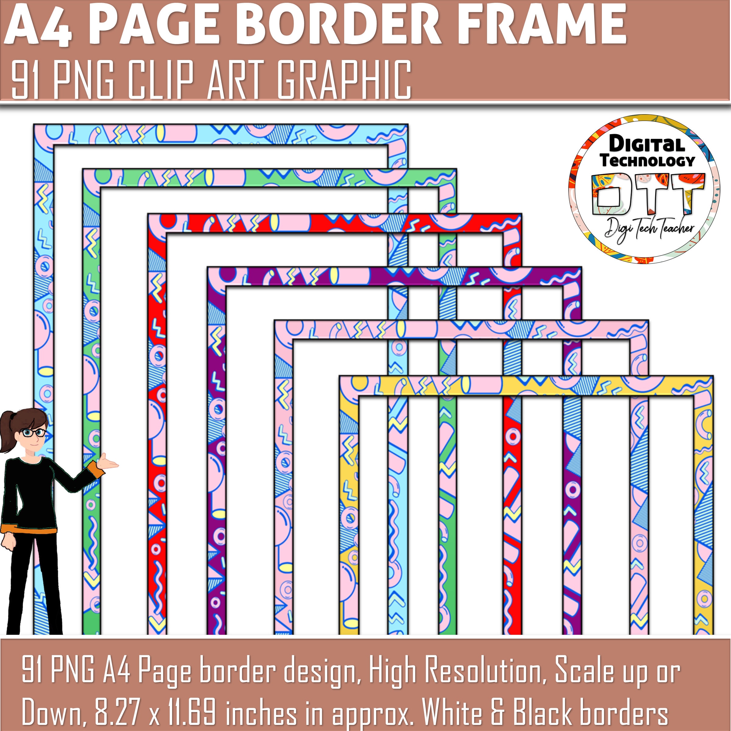 Page Border Clipart 1, A4 91 Png's, Vertical Pageborder, Comic ...