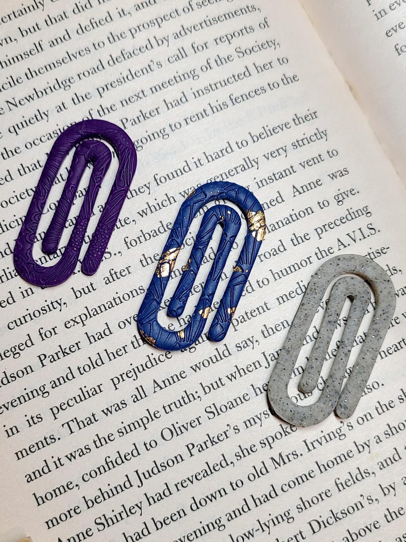 Handmade Polymer Clay Paper Clip Bookmark, Embossed Design - Etsy