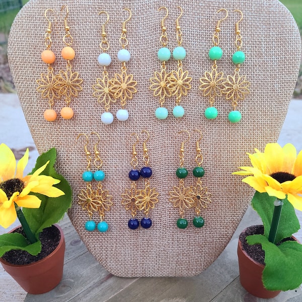 Daisy Beaded Earrings - Etsy