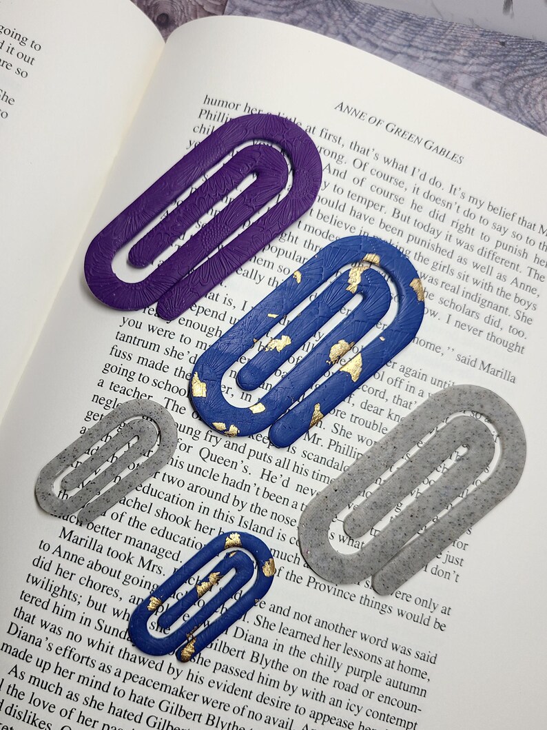 Handmade Polymer Clay Paper Clip Bookmark, Embossed Design - Etsy