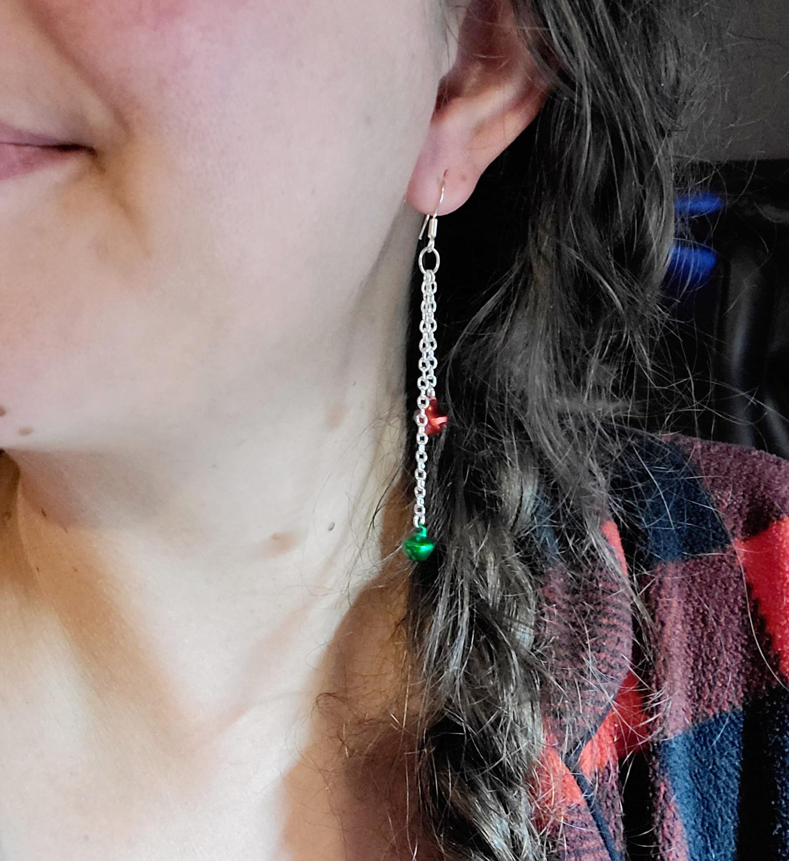 Handmade Christmas Jingle Bells Beaded Chain Dangle Earrings - Etsy