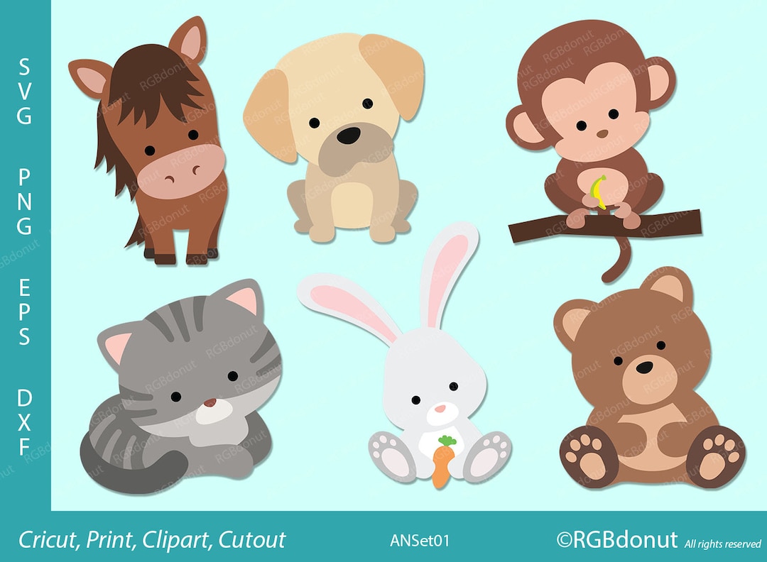Animal Set SVG. Png, Eps for Cricut, Vector Art, Digital Print, Clipart ...