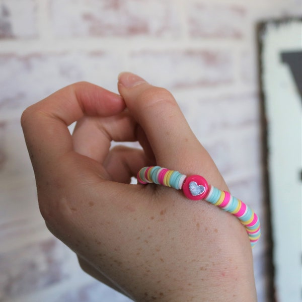 Preppy Pink Heart Bracelet - Etsy