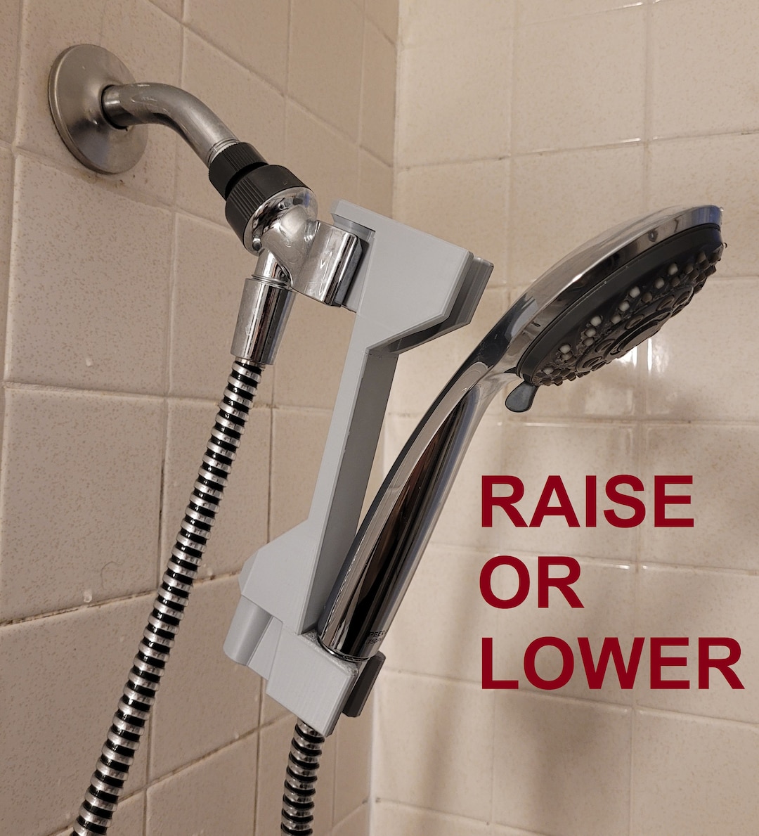 Grey Shower Head Height Adjuster to Raise or Lower Your Showerhead in ...