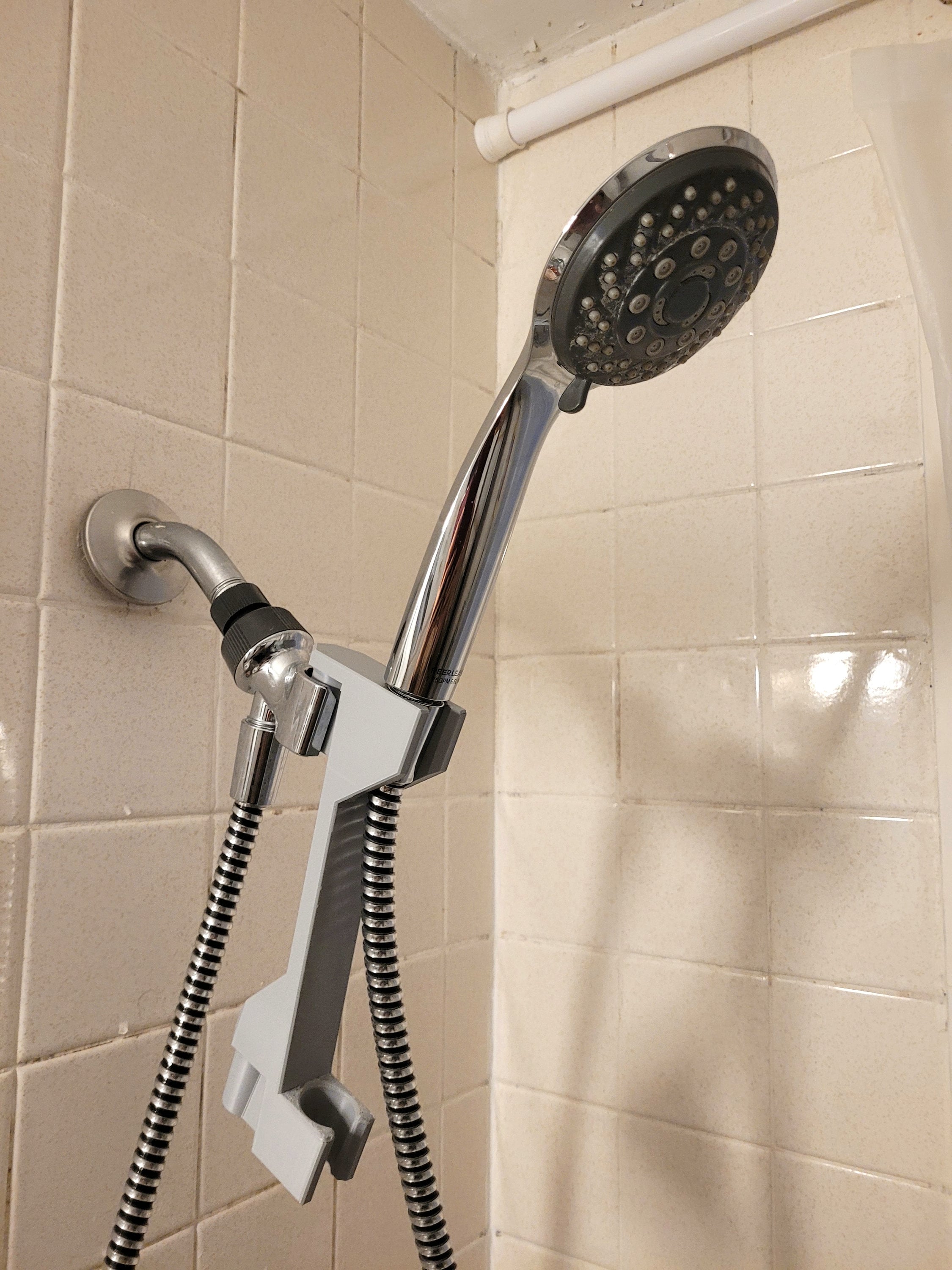 Grey Shower Head Height Adjuster to Raise or Lower Your Showerhead in ...
