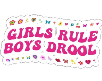 Girls Rule Boys Drool Die-cut Sticker Y2K Sticker Girl - Etsy