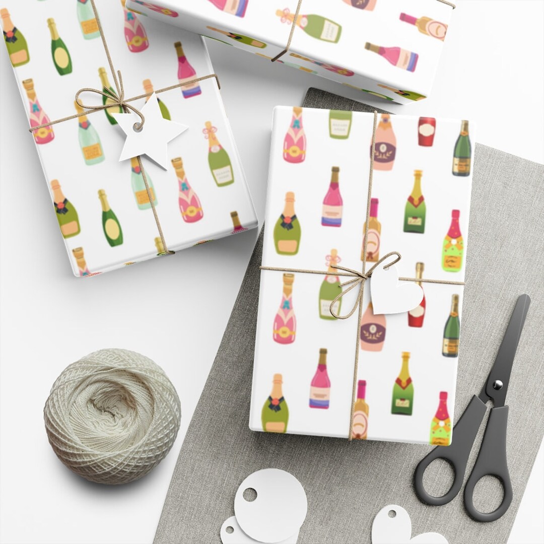 Champagne Bottles Wrapping Paper | Celebration Congratulations Cute ...