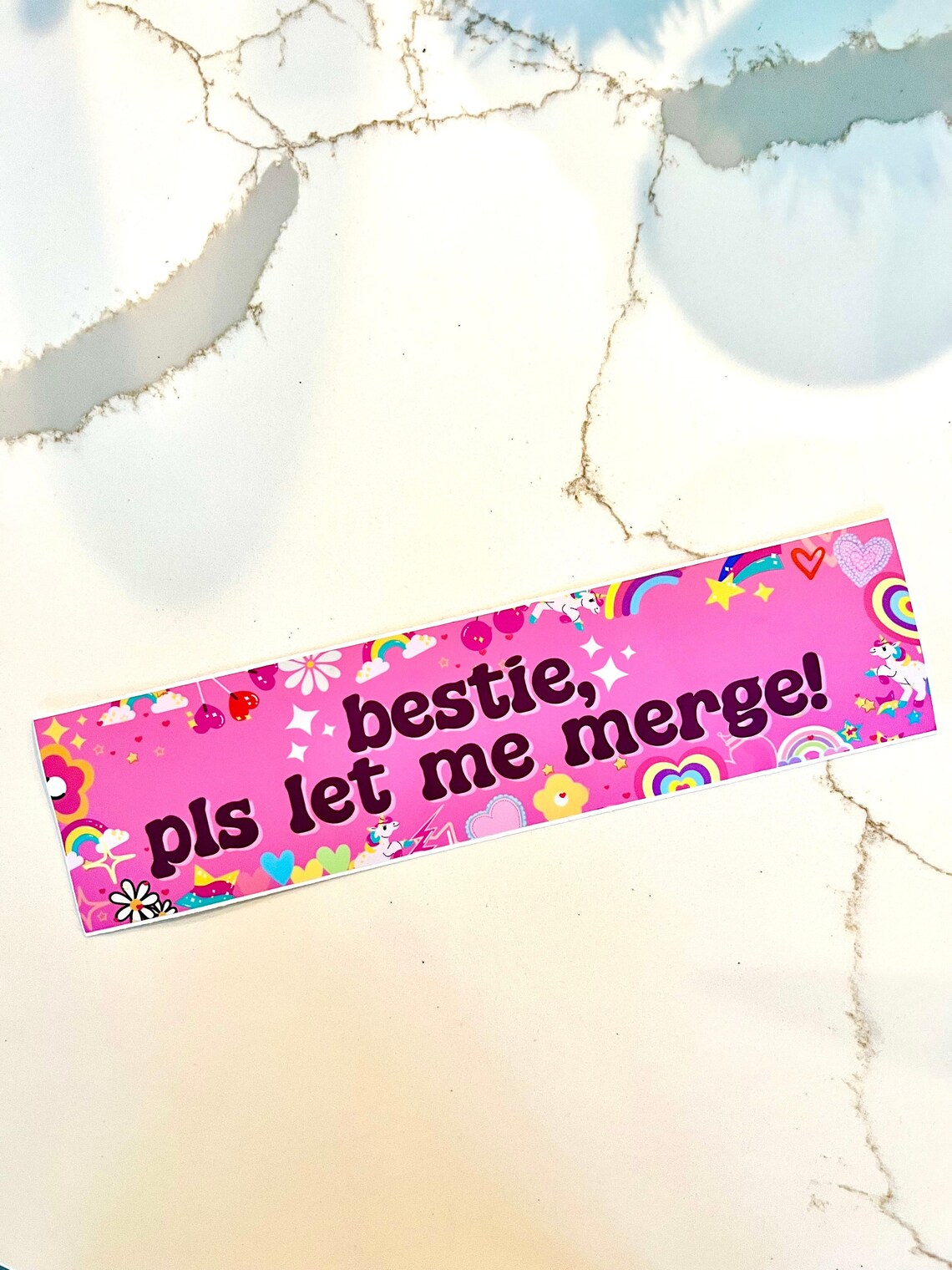 Bestie Please Let Me Merge Bumper Sticker Cute Girly Gen Z - Etsy