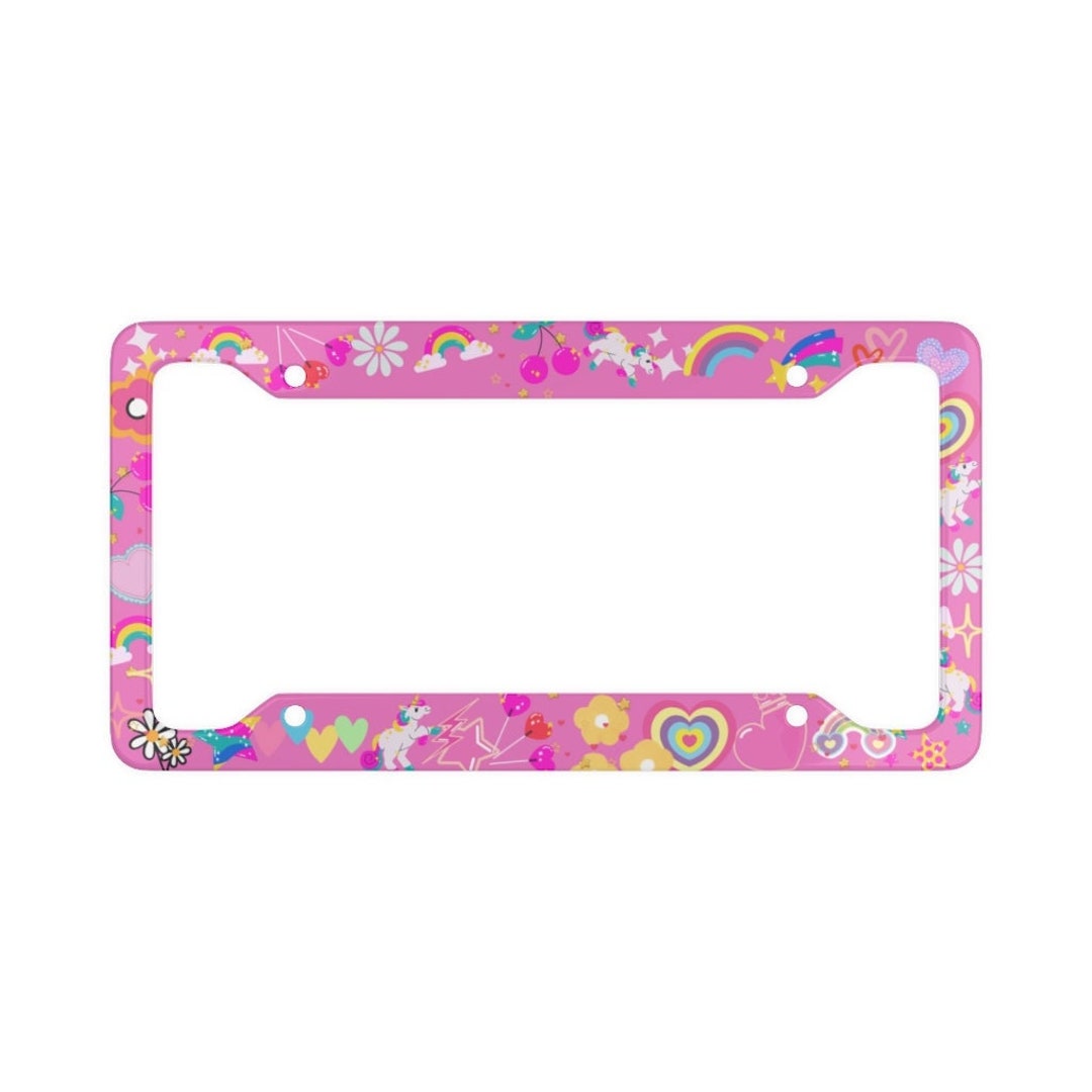 Cute Girly License Plate Frame | Pink Lisa Frank Car Accessories - Etsy