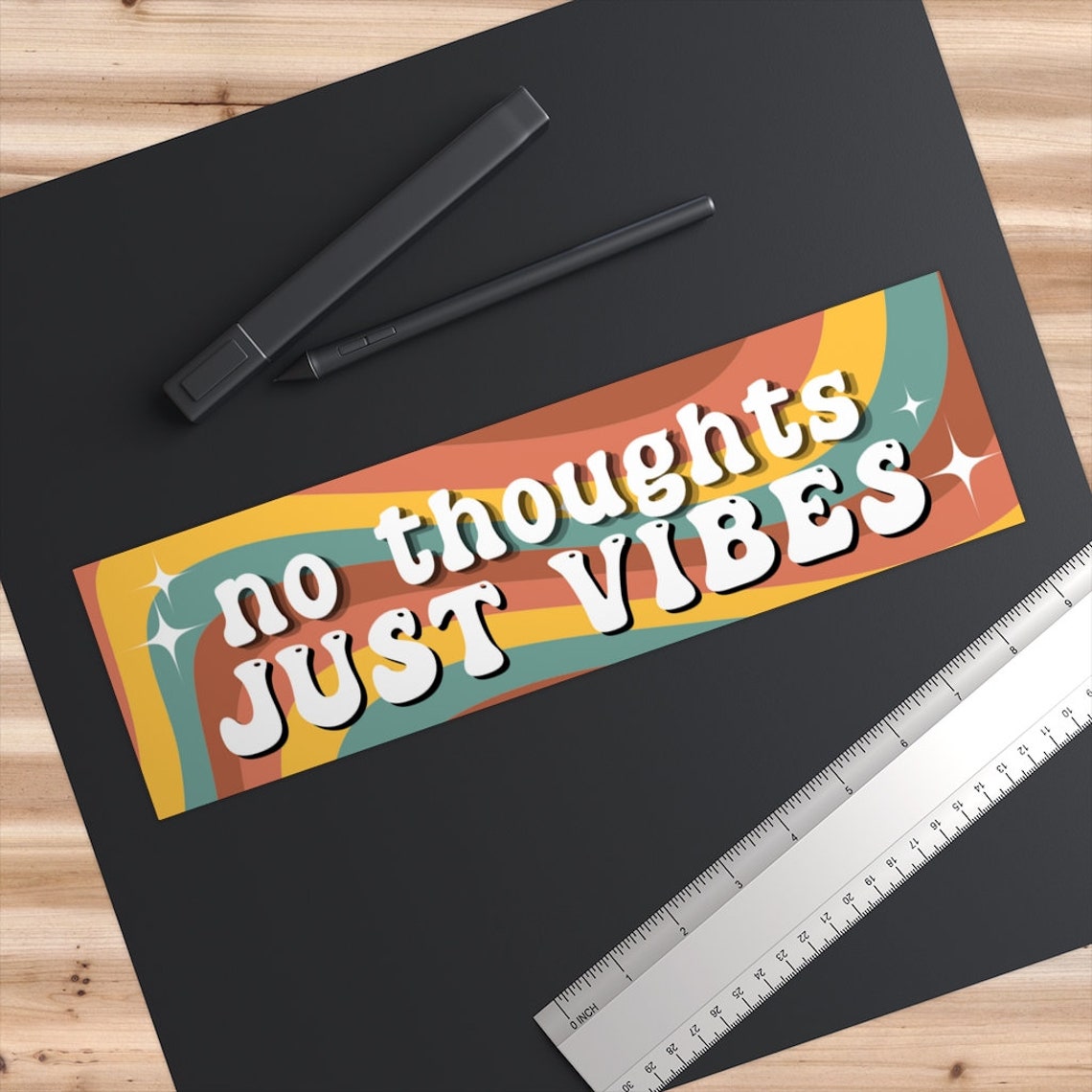 No Thoughts Just Vibes Bumper Sticker Hippie Groovy Gen Z - Etsy