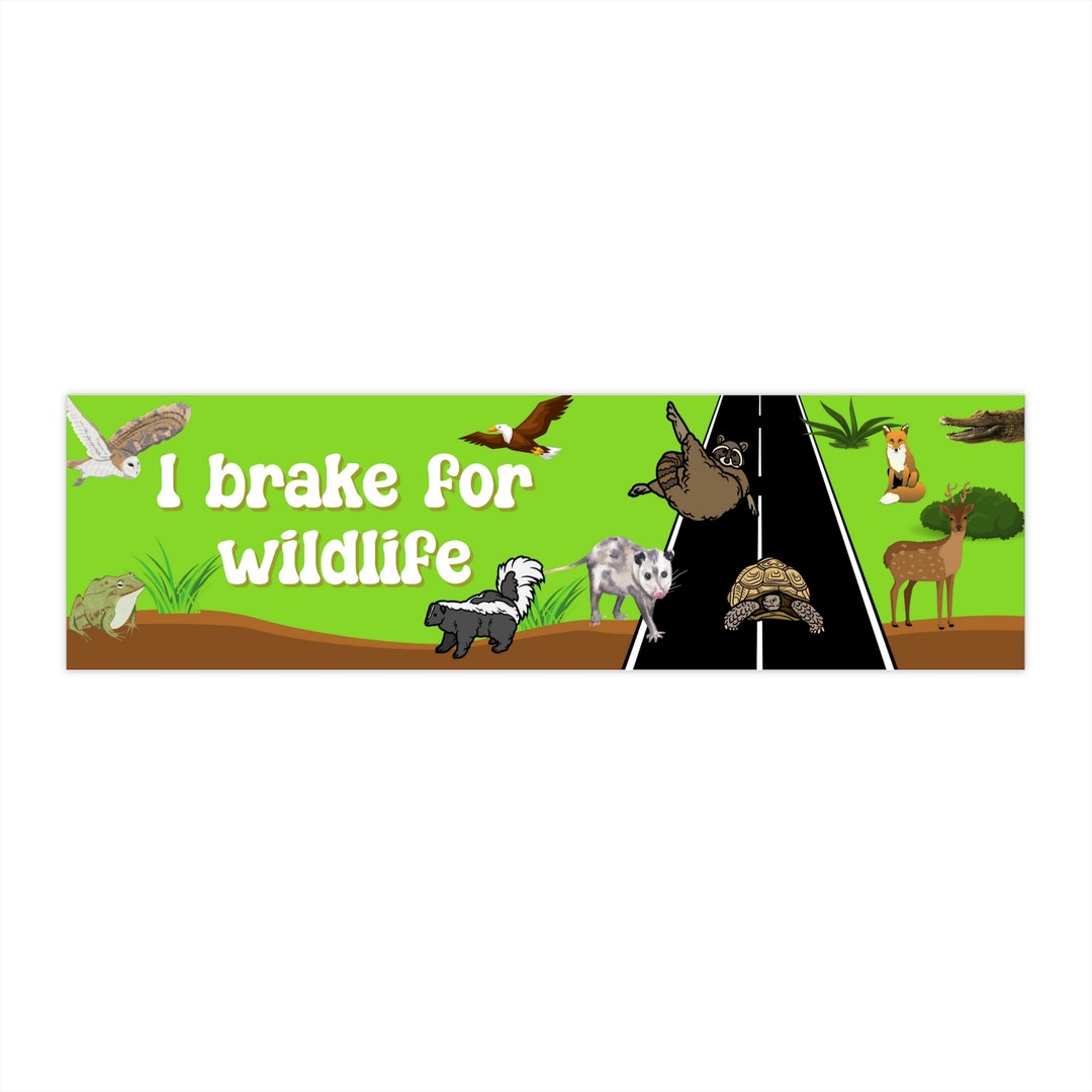I Brake for Wildlife Bumper Sticker | Funny Bumper Sticker | Animal ...