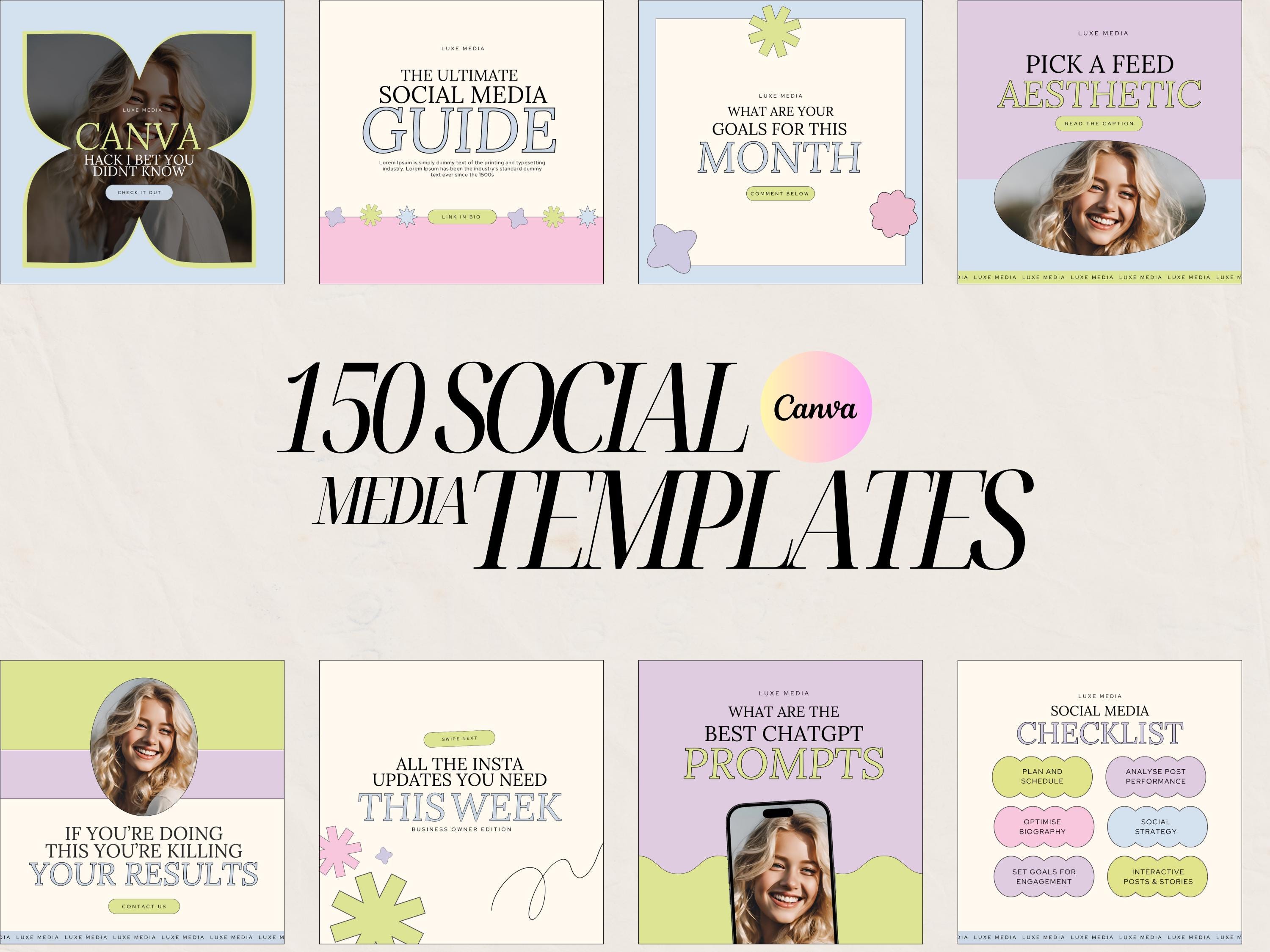 Pastel Social Media Templates: 150 Canva Designs (digital Download) - Etsy