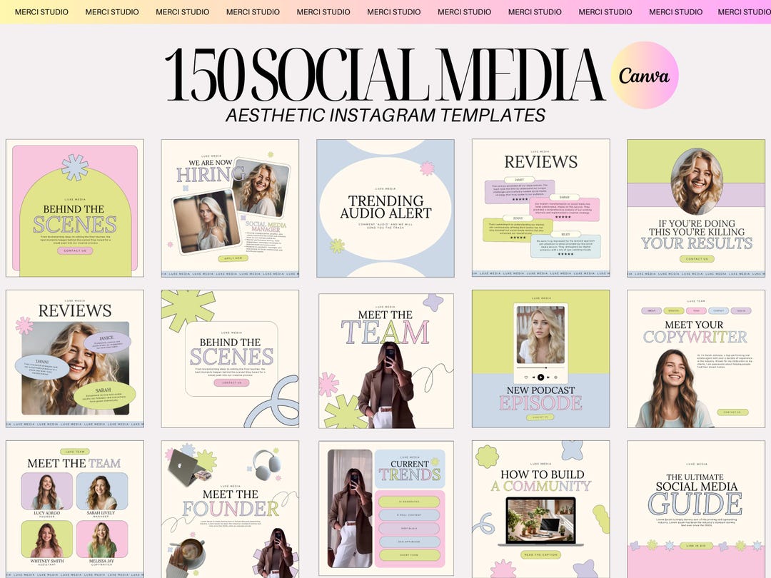 Pastel Social Media Templates: 150 Canva Designs (digital Download) - Etsy