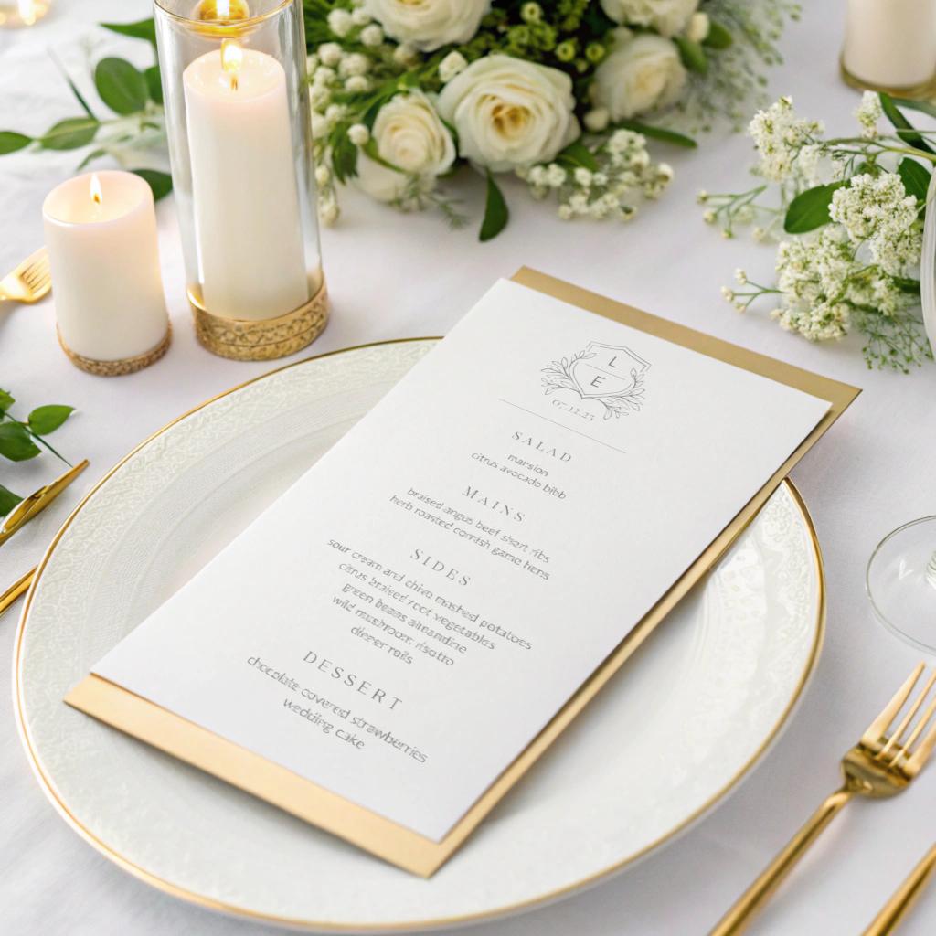 Classic Elegant Monogram Menu Template – Clean Minimal Wedding ...