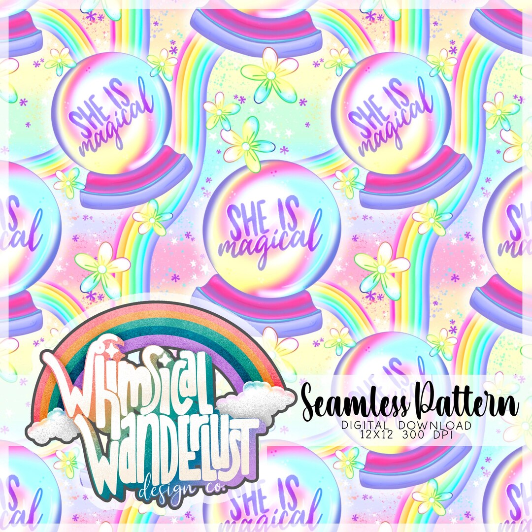 She is Magic Seamless Design - File for Fabric Witchy | Repeating File ...