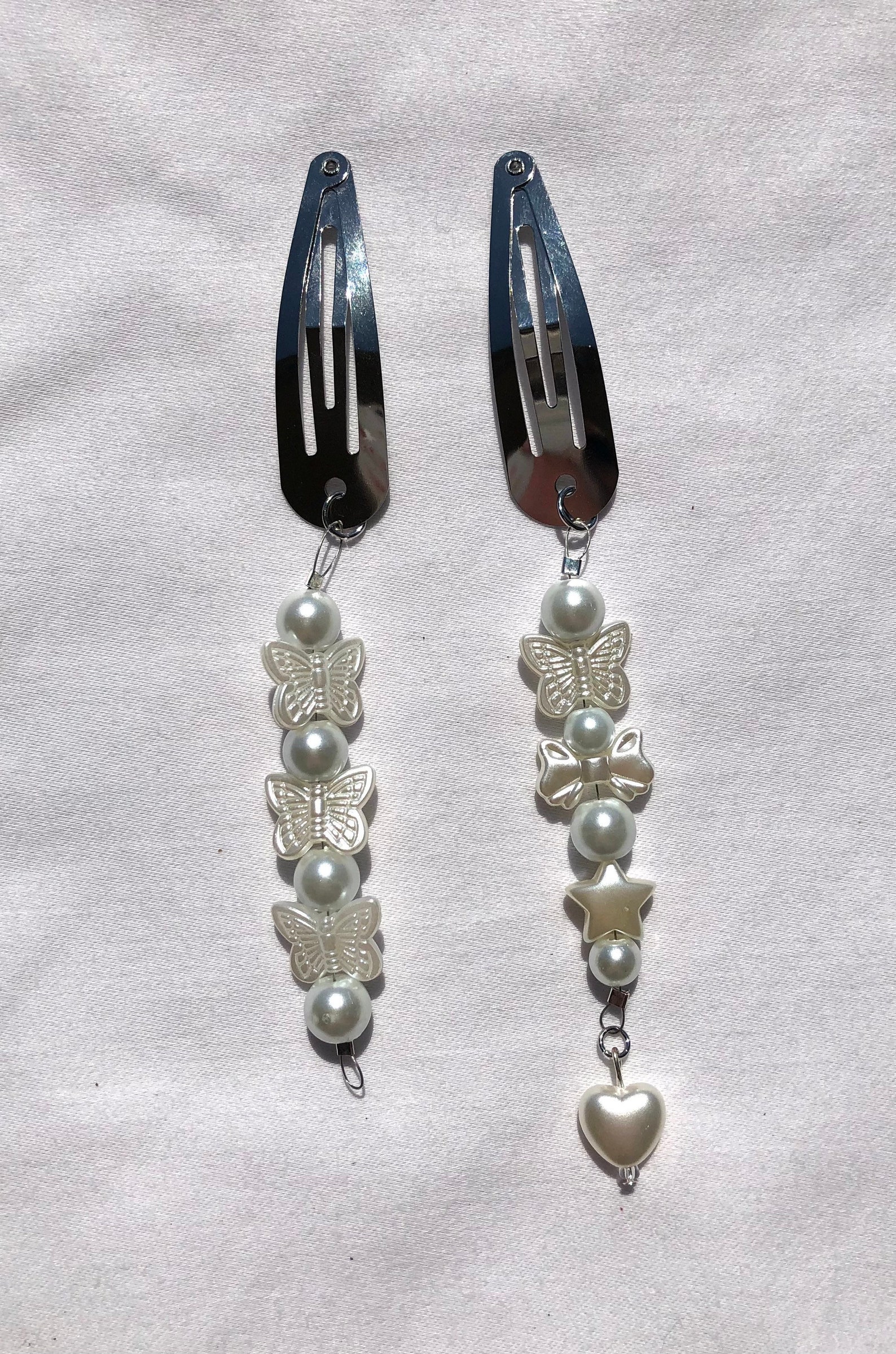 DREAMING OF SPRING Beaded Barette Hair-clips Set of 2 Plastic Pearl Mix ...