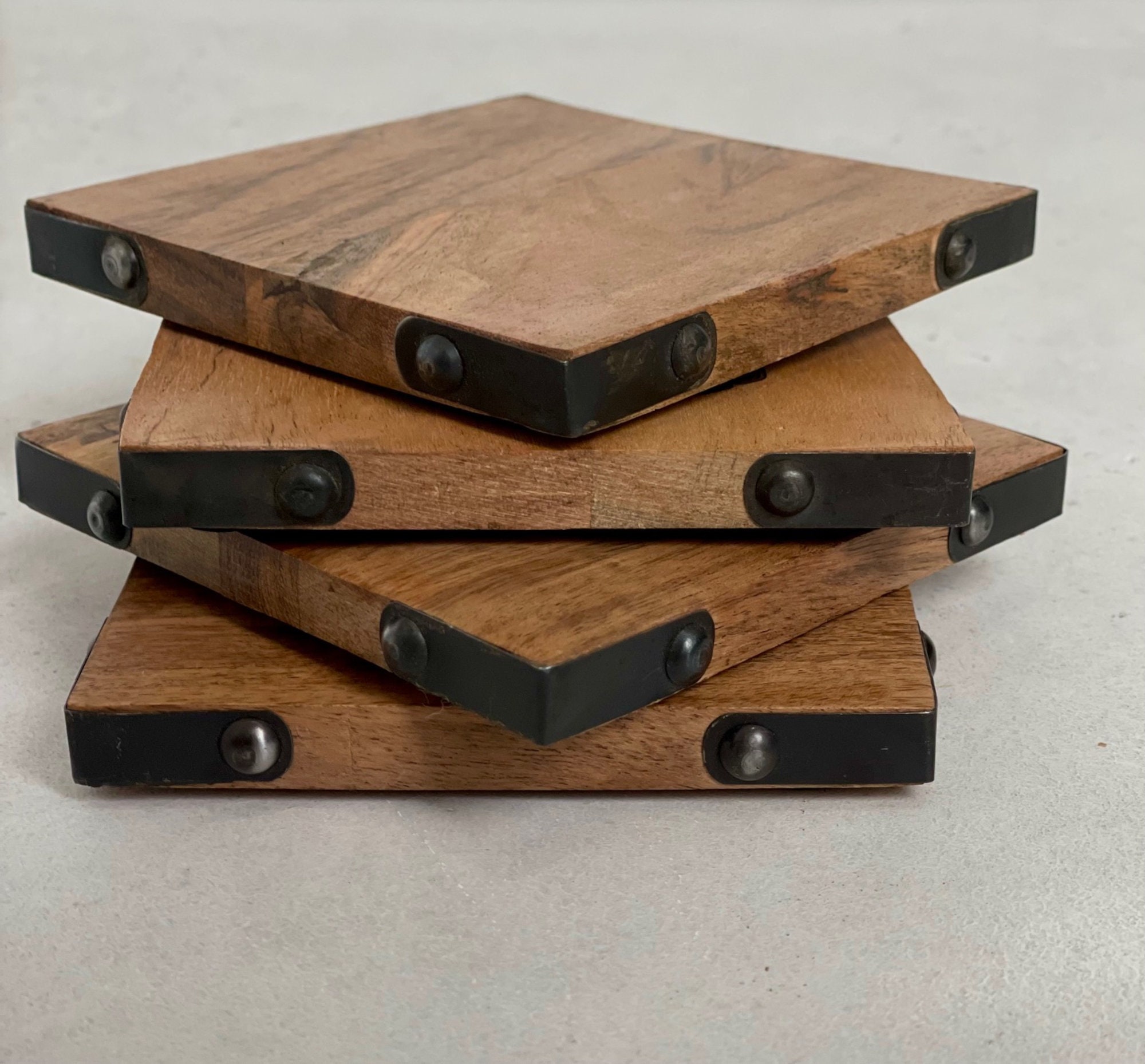 Wood Coaster Set Housewarming, Wedding Gift Love fikir & Peace selam ...