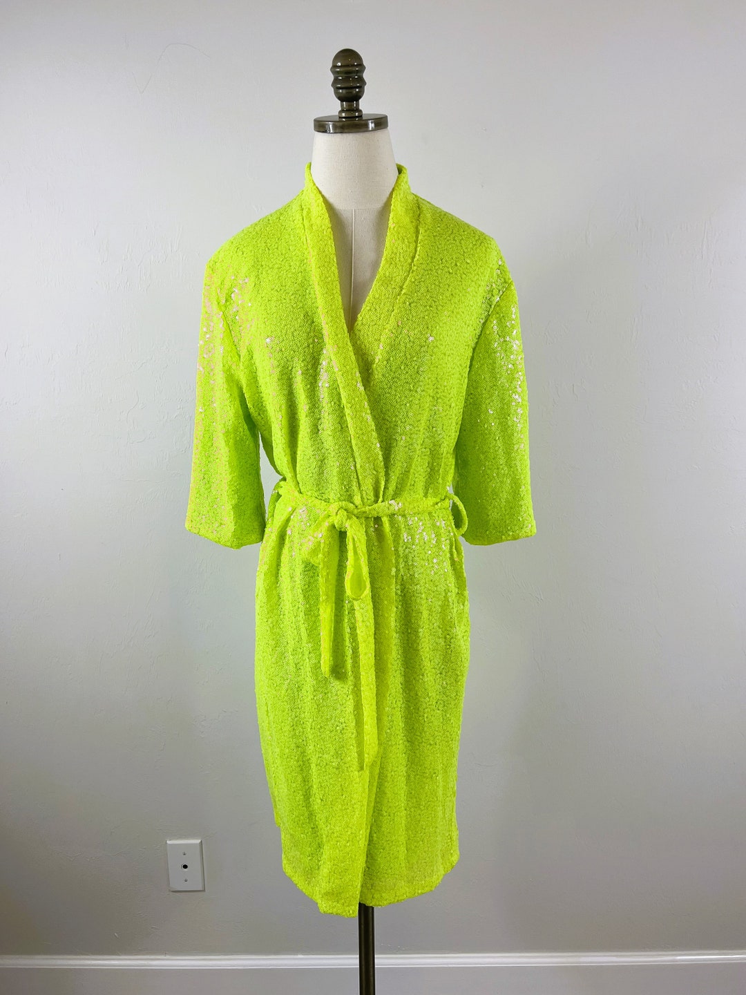Neon Green, Highlight Color, Mini Sequin Robe, One Size Fits All From 0 ...