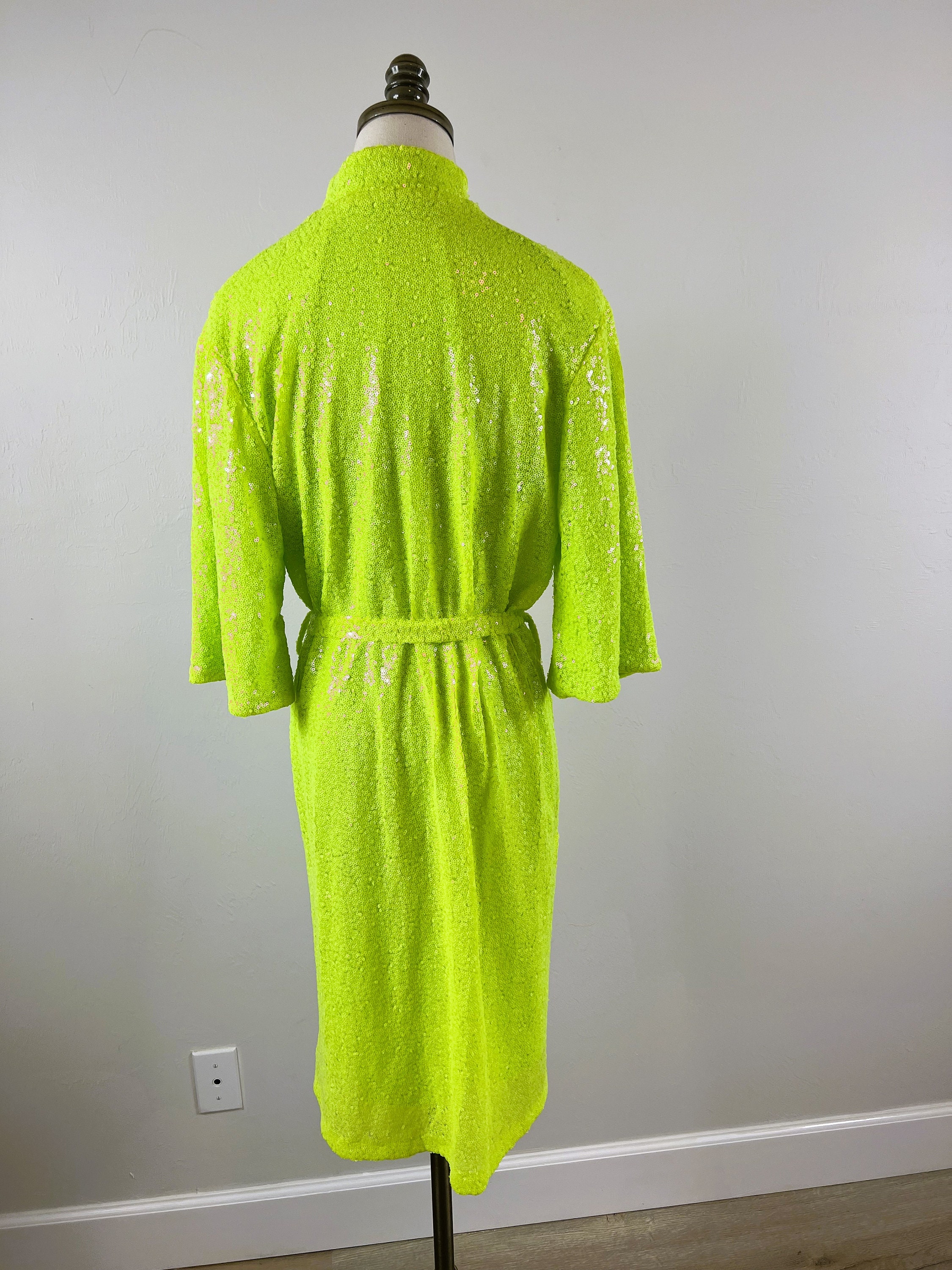 Neon Green, Highlight Color, Mini Sequin Robe, One Size Fits All From 0 ...