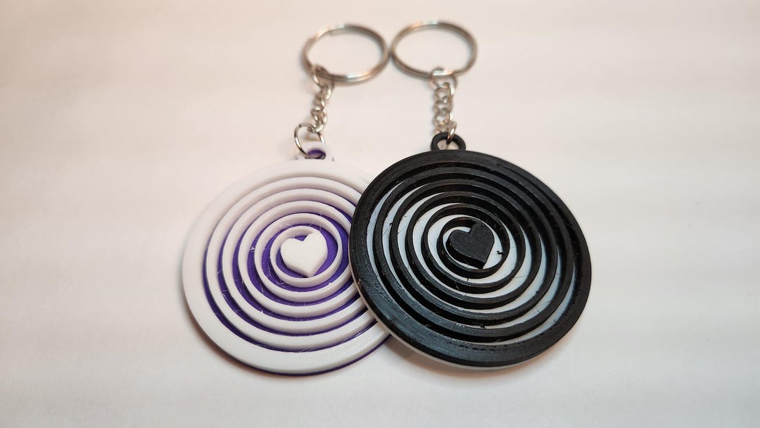 Spiral Swirl Heart Optical Illusion Keychain Hanger - Etsy