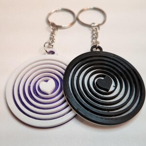 Spiral Swirl Heart Optical Illusion Keychain Hanger - Etsy