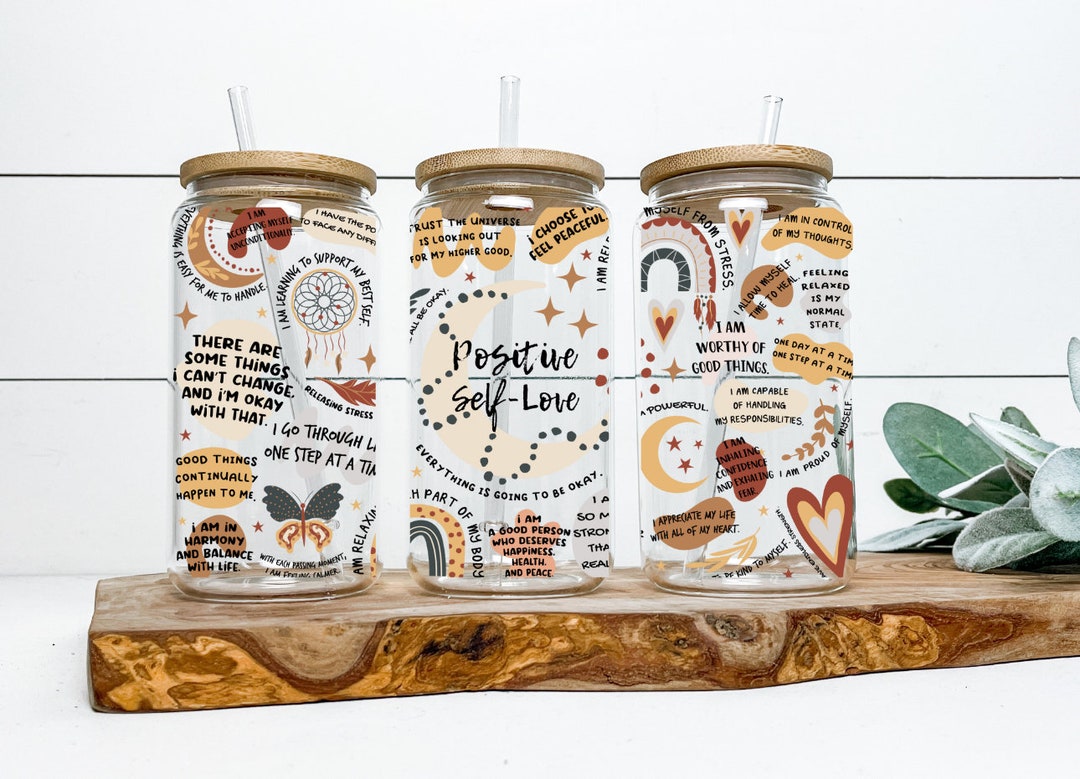 Positive Self Love Affirmation Glass Cup - Etsy