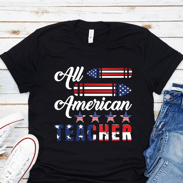 All American Teacher Shirt Etsy
