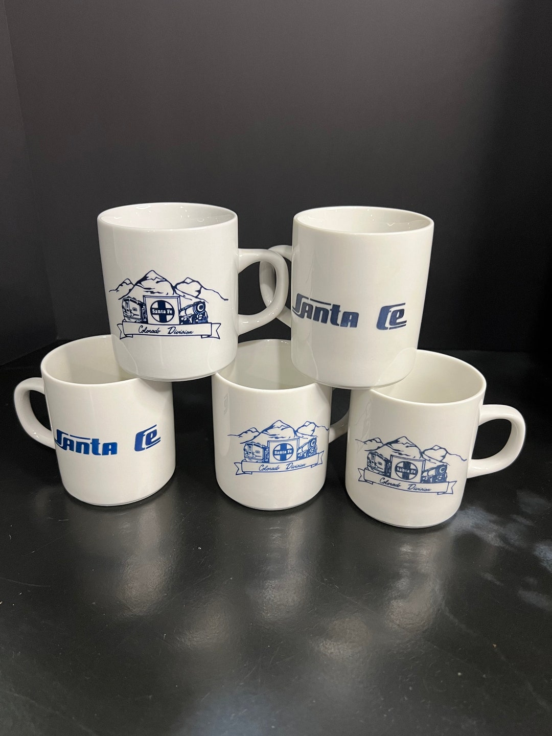 Set of 5 Vintage Santa Fe Railroad Mugs - Etsy