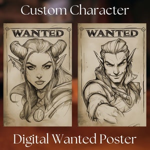 Custom Dnd Character Wanted Poster, Digital OC Sheet, TTRPG Fantasy ...