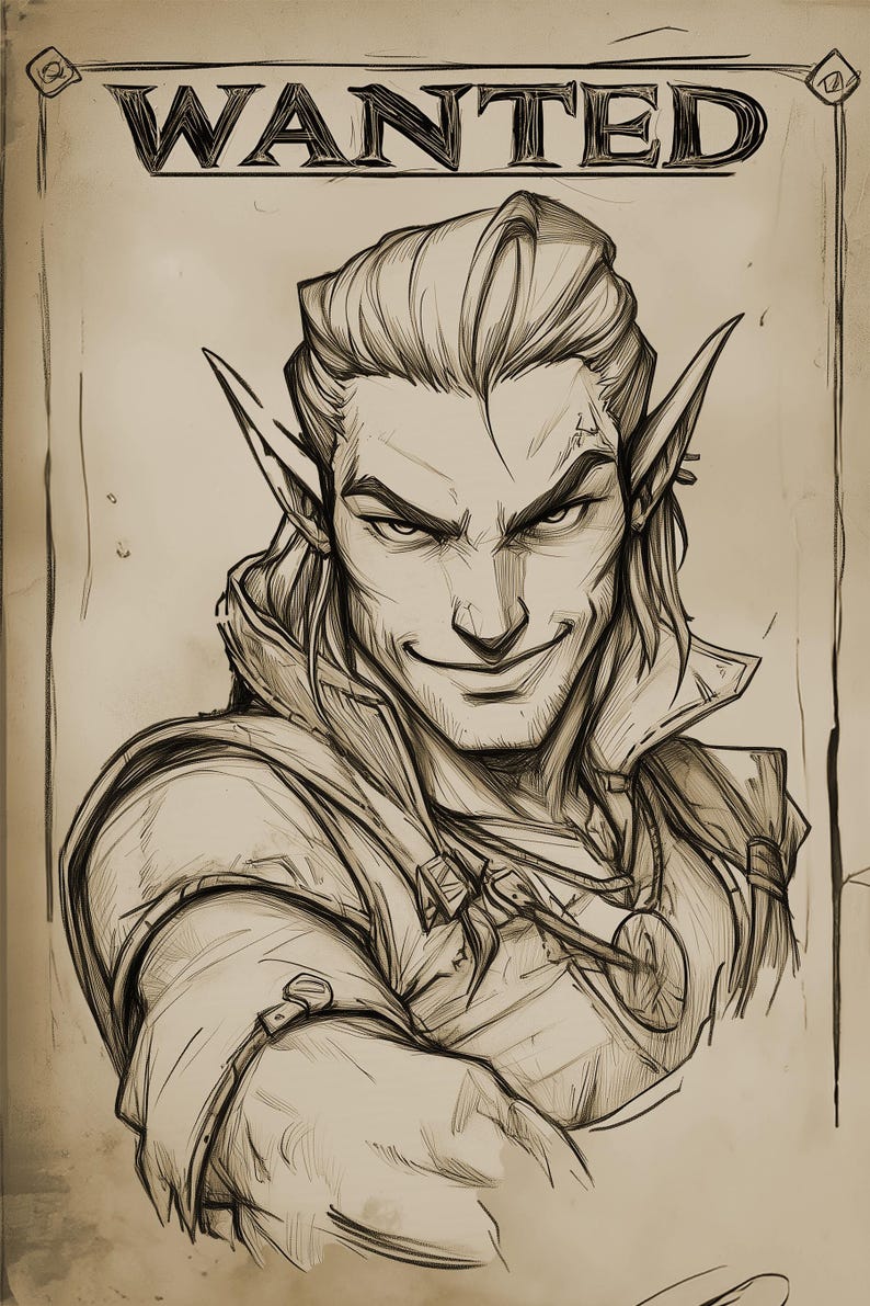 Custom Dnd Character Wanted Poster, Digital OC Sheet, TTRPG Fantasy ...