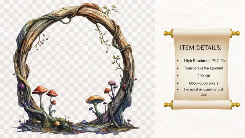 Mushroom Woodland Circle Frame PNG Dnd Clipart Token Border ...