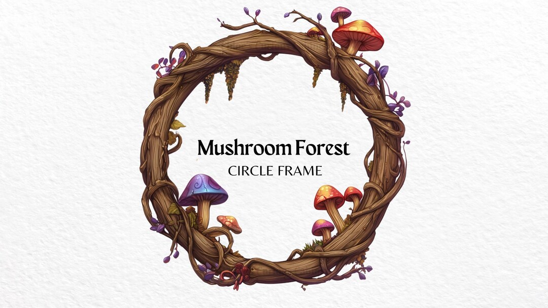 Mushroom Forest Circle Frame PNG Dnd Clipart Token Border Scrapbooking ...