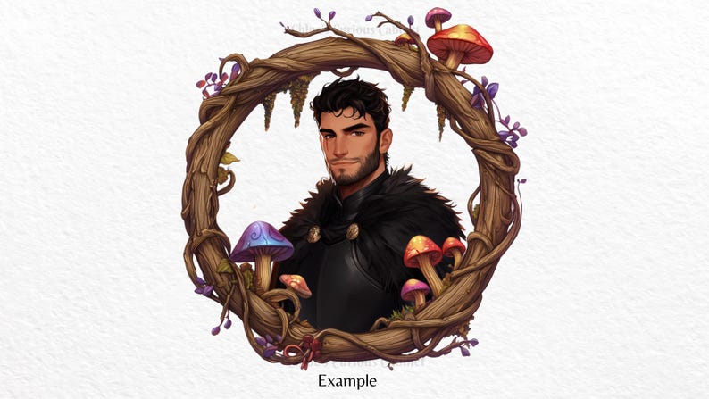 Mushroom Forest Circle Frame PNG Dnd Clipart Token Border Scrapbooking ...