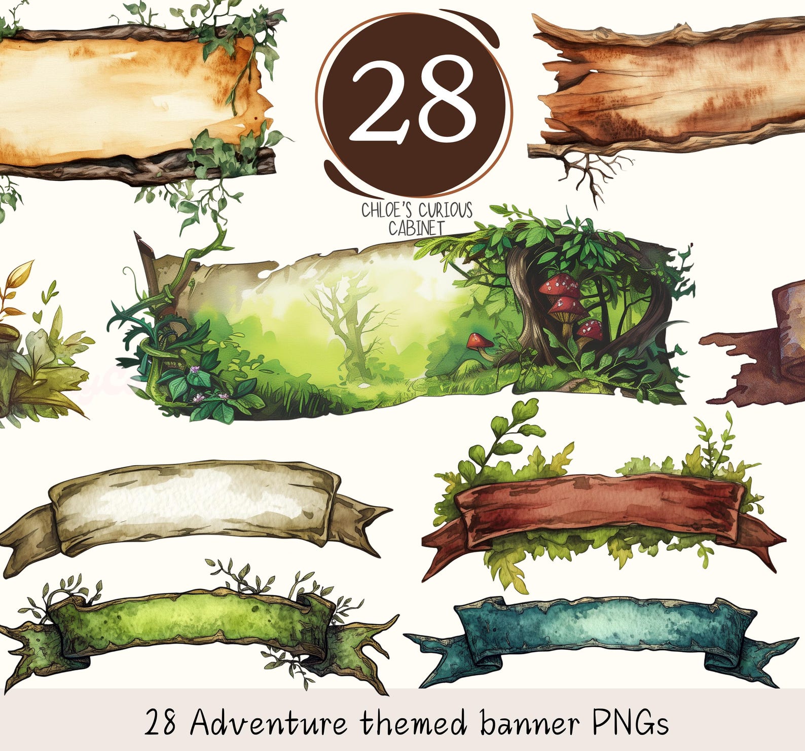 Adventure Themed Ribbon Banner PNG, Scroll Blank Labels Scrapbooking ...