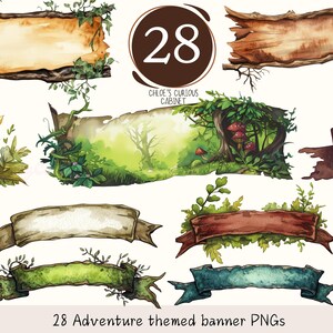 Adventure Themed Ribbon Banner PNG, Scroll Blank Labels Scrapbooking ...