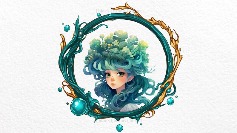Aqua and Gold Filigree Circle Frame PNG Dnd Clipart Token Border ...