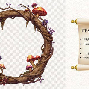 Mushroom Forest Circle Frame PNG Dnd Clipart Token Border Scrapbooking ...