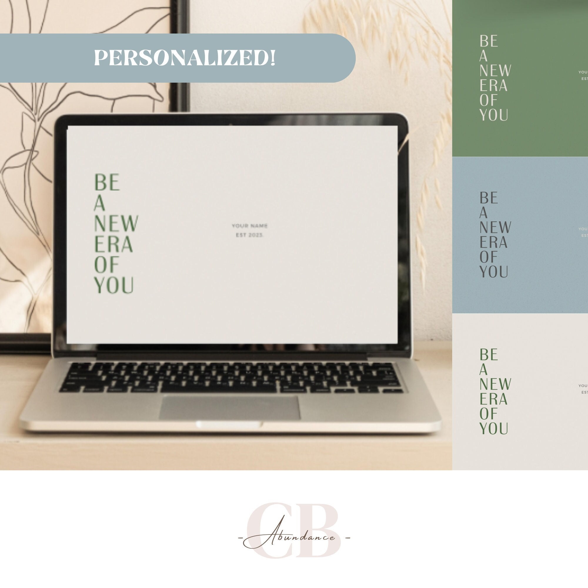 Chic Minimalist Desktop Wallpaper | 3 Variations | Beige, Green, and ...