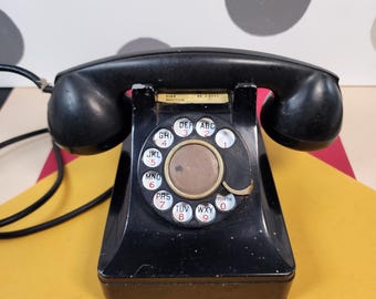 1956 Vintage Western Electric Black Rotary Dial Telephone, Bell System ...