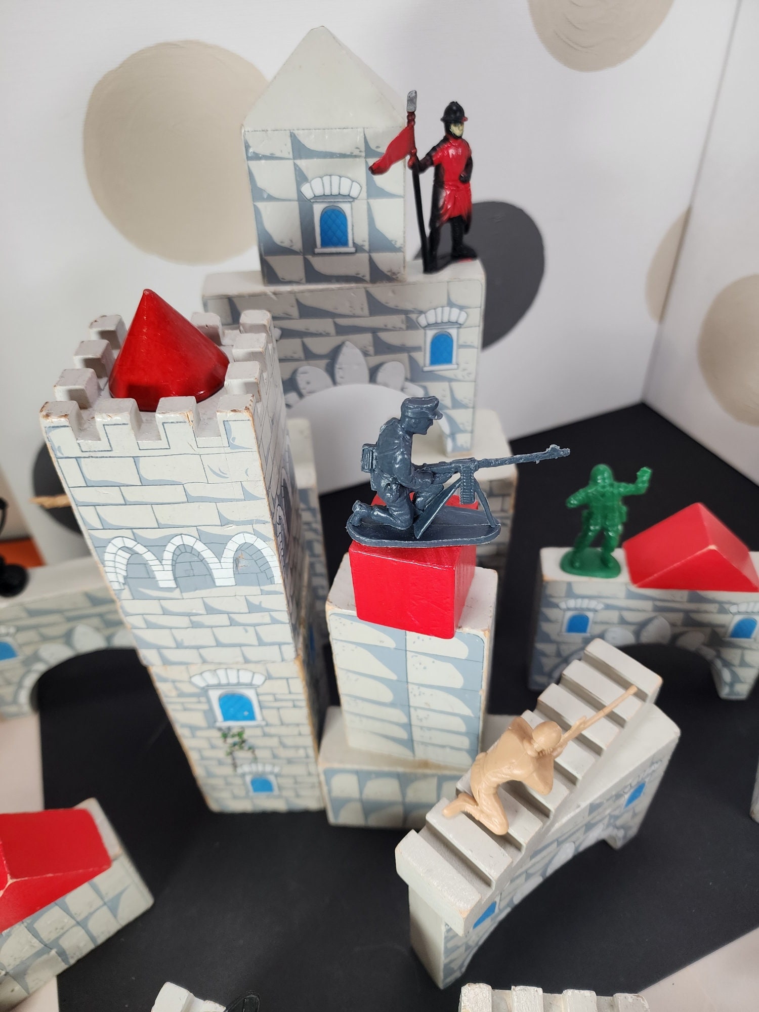 Collection of Vintage Castle Blocks and Plastic Action Figures - Etsy