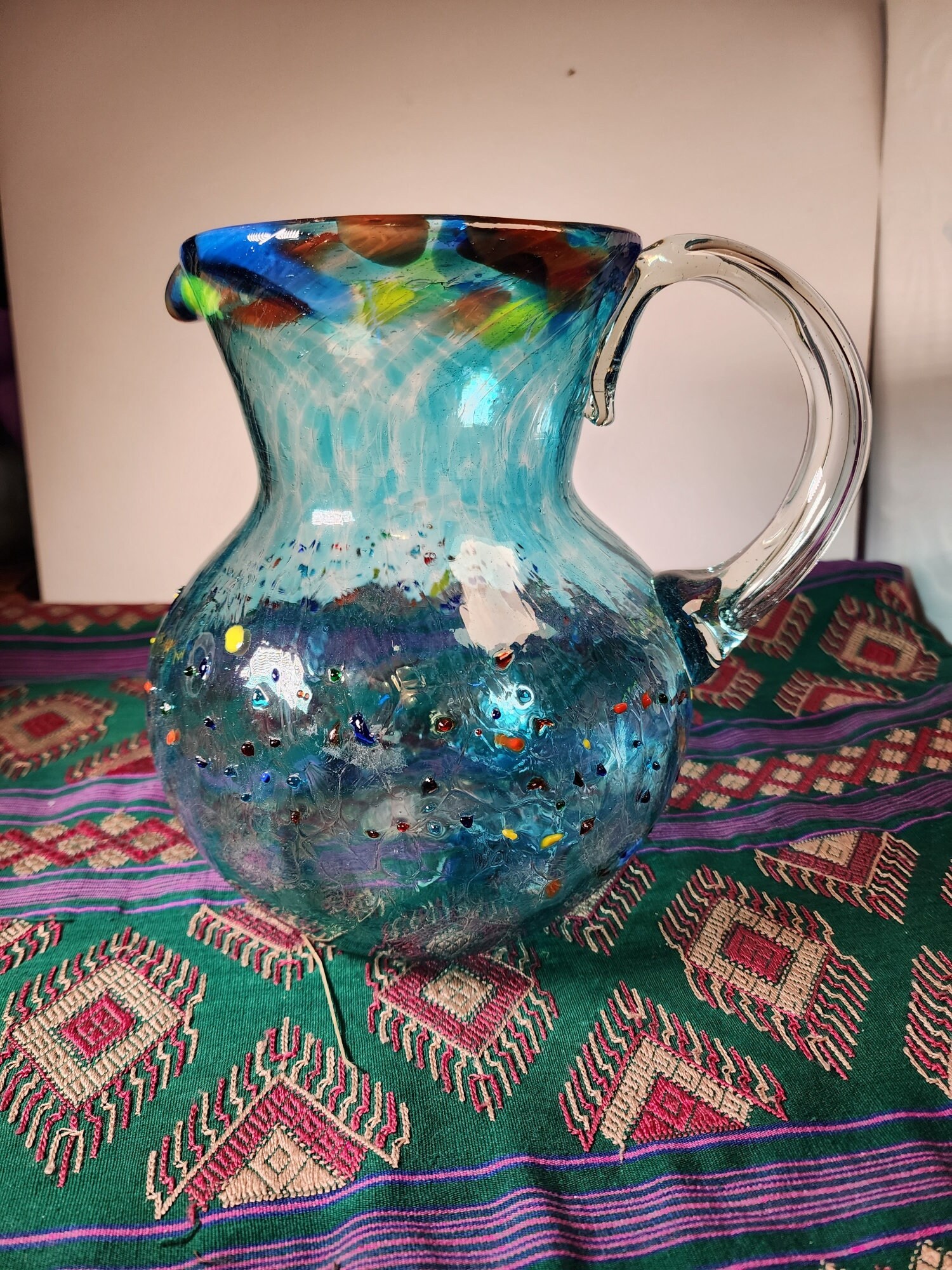 Aqua Del Sol Glass Pitcher - Etsy