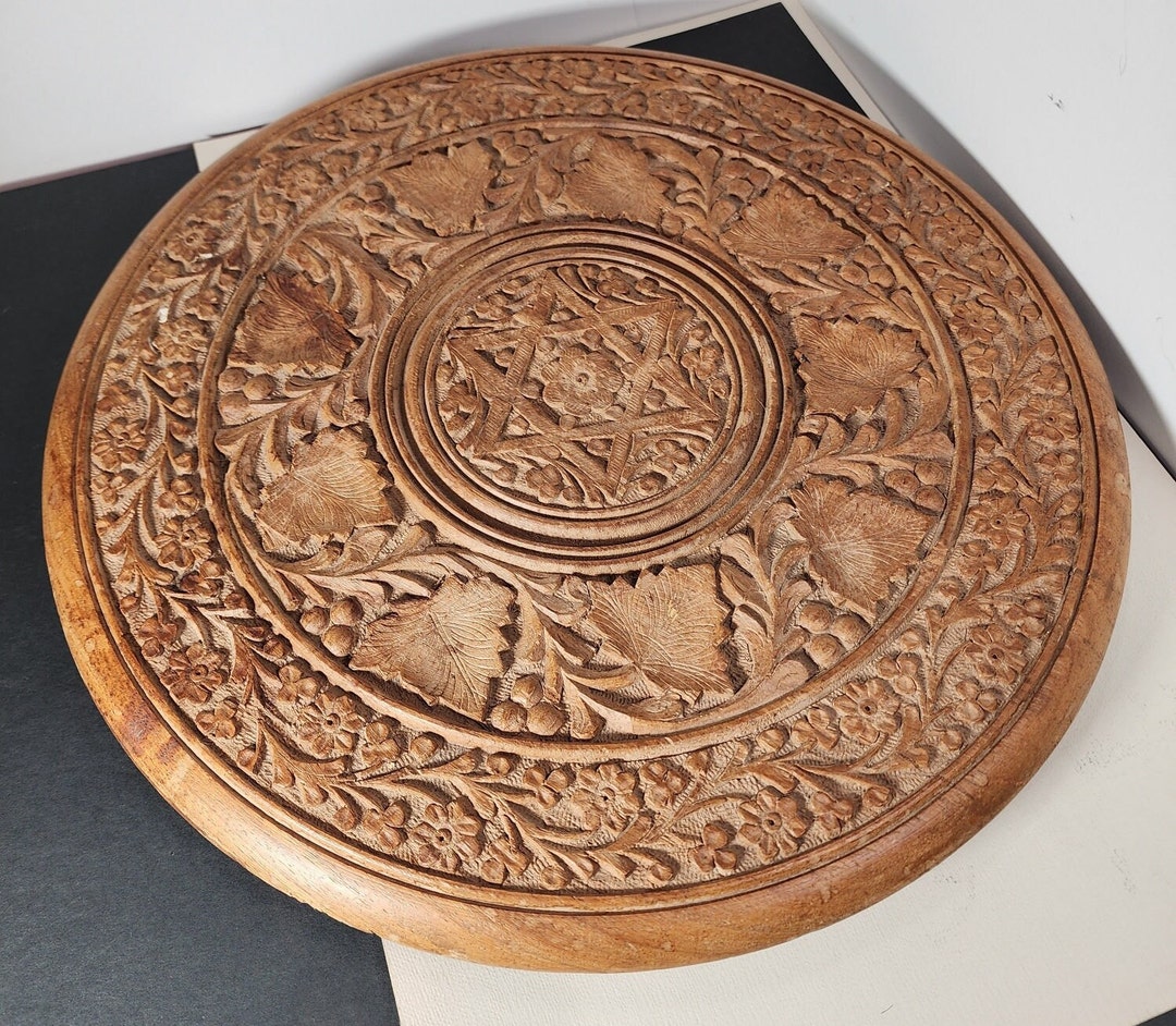 Hand Carved Jewish Themed Vintage Table Top - Etsy