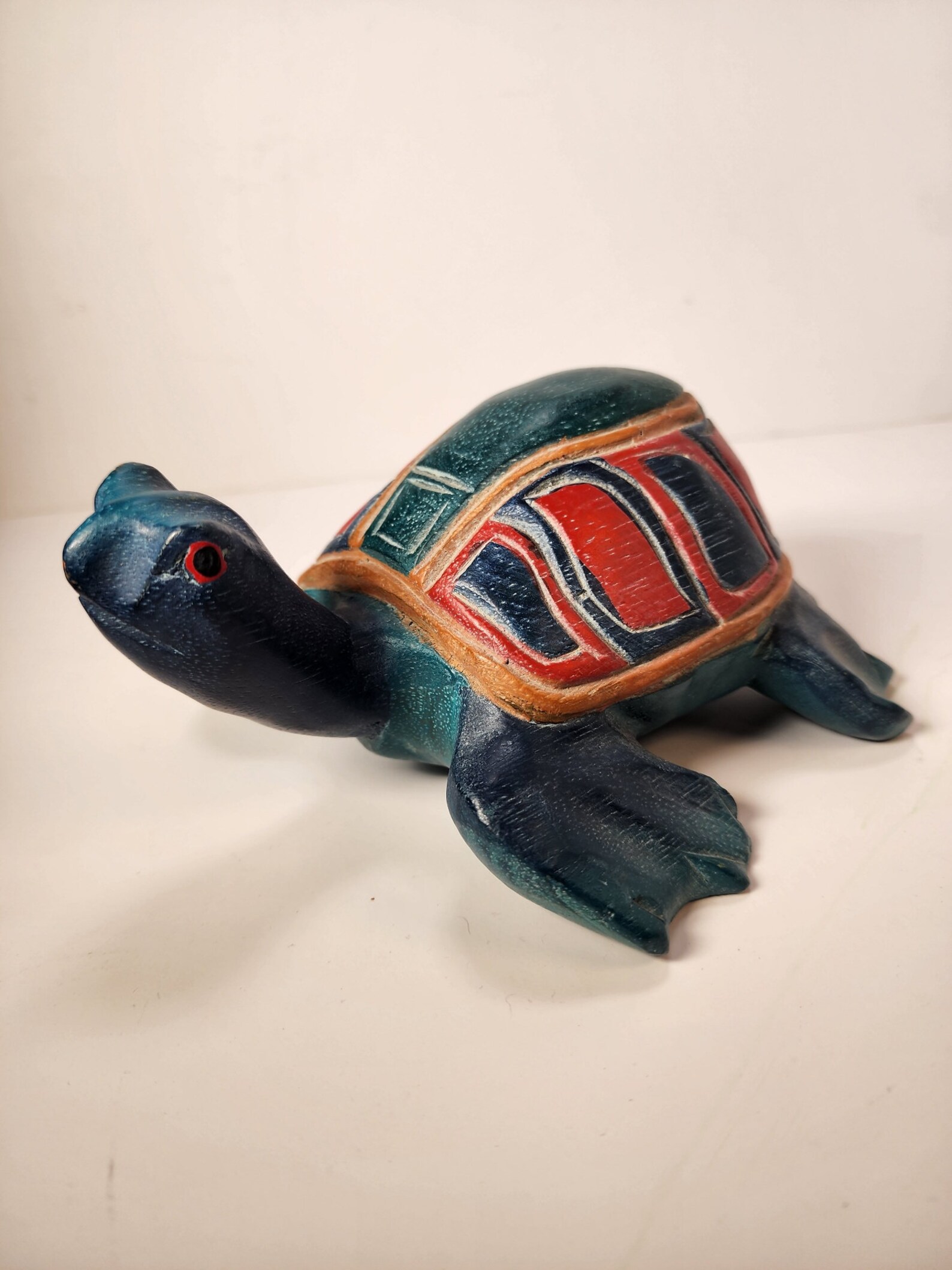 Vintage Hand Carved Colorful Sea Tortoise - Etsy