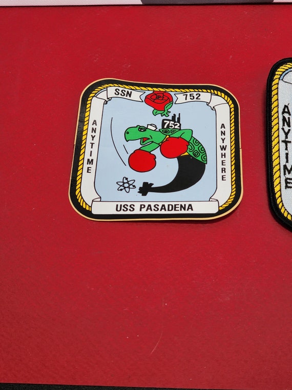Vintage USS Pasadena Patch and Sticker - Gem