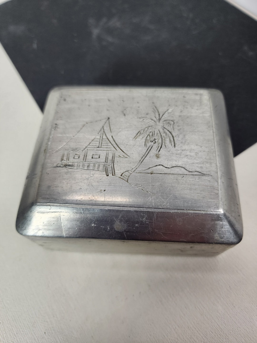 Vintage Pewter Trinket Box - Etsy